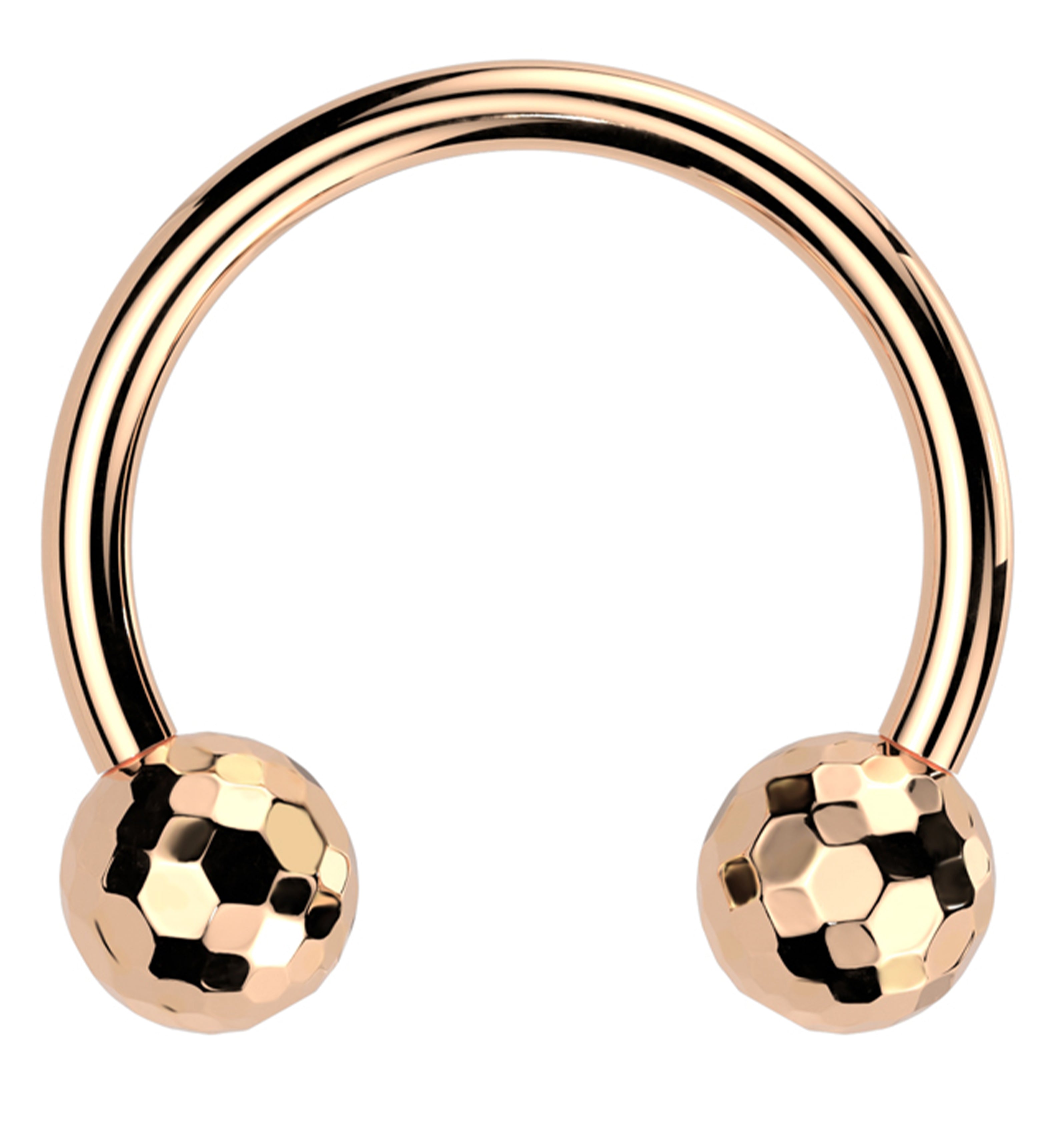 Rose Gold PVD Faceted Ball Threadless Titanium Circular Barbell | UrbanBodyJewelry.com