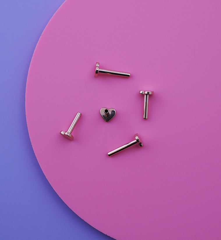 Rose Gold PVD Heart Internally Threaded Titanium Flat Back Labret (Pos ...