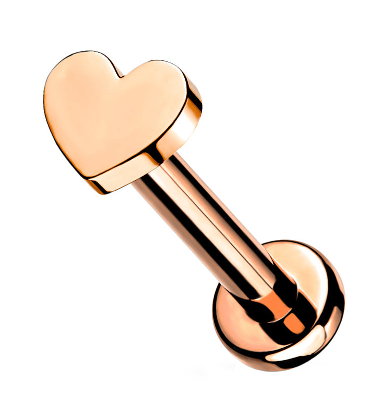 Rose Gold PVD Heart Internally Threaded Titanium Labret ...