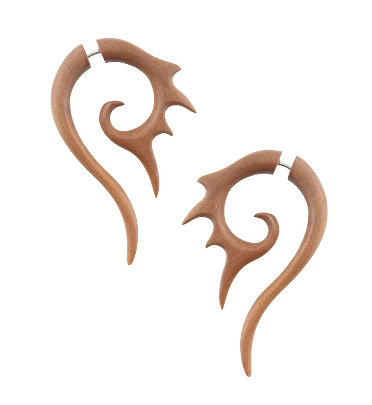 Saba Wood Fake Gauge Talons Tribal Earrings (19G - 0.9mm ...