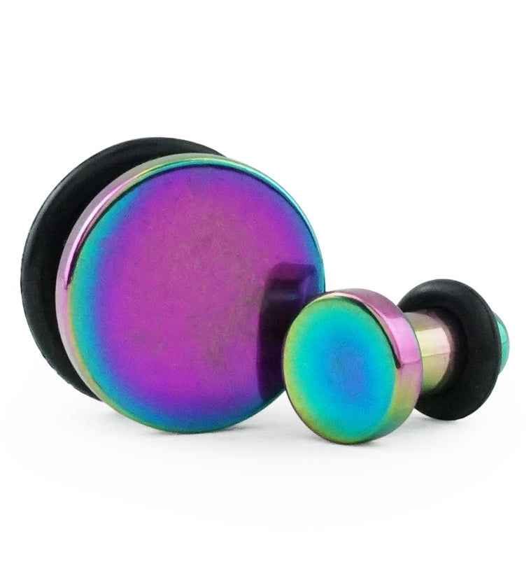 Simple Single Flare IP Rainbow Steel Plugs | UrbanBodyJewelry.com