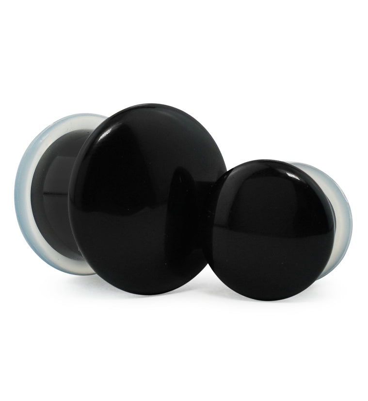 Single Flare Black Obsidian Stone Plugs | (8 Gauge - 5/8 ...