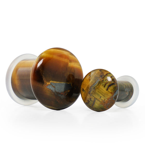 Single Flare Tiger Eye Stone Plugs (8G - 5/8")