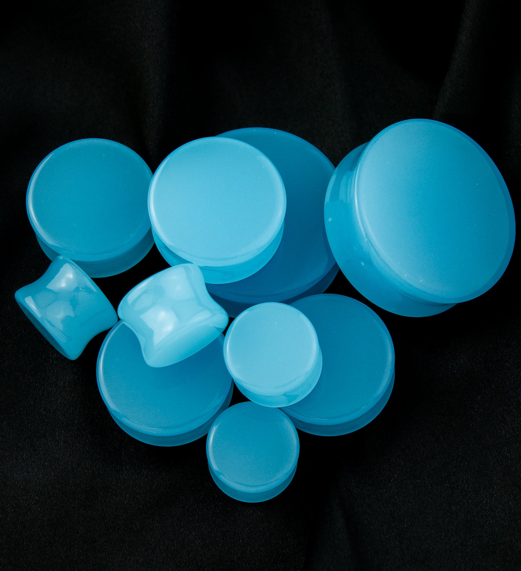 Sky Blue Glass Double Flare Plugs | UrbanBodyJewelry.com