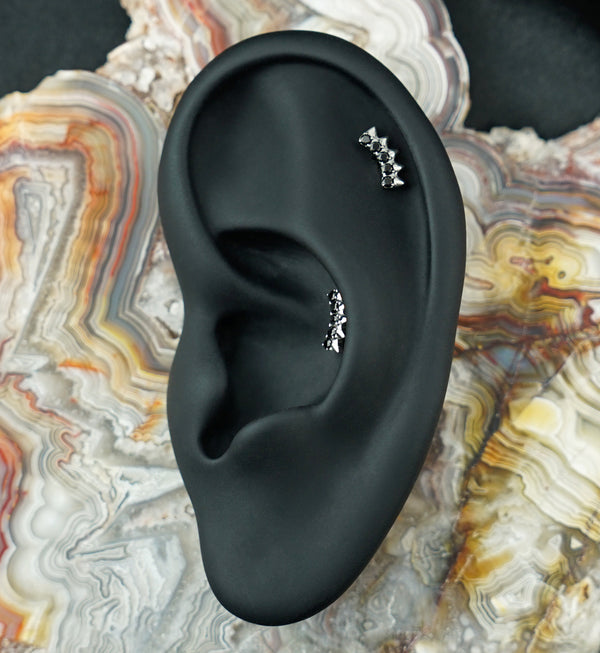 Spiked Arch Black CZ Titanium Threadless Top