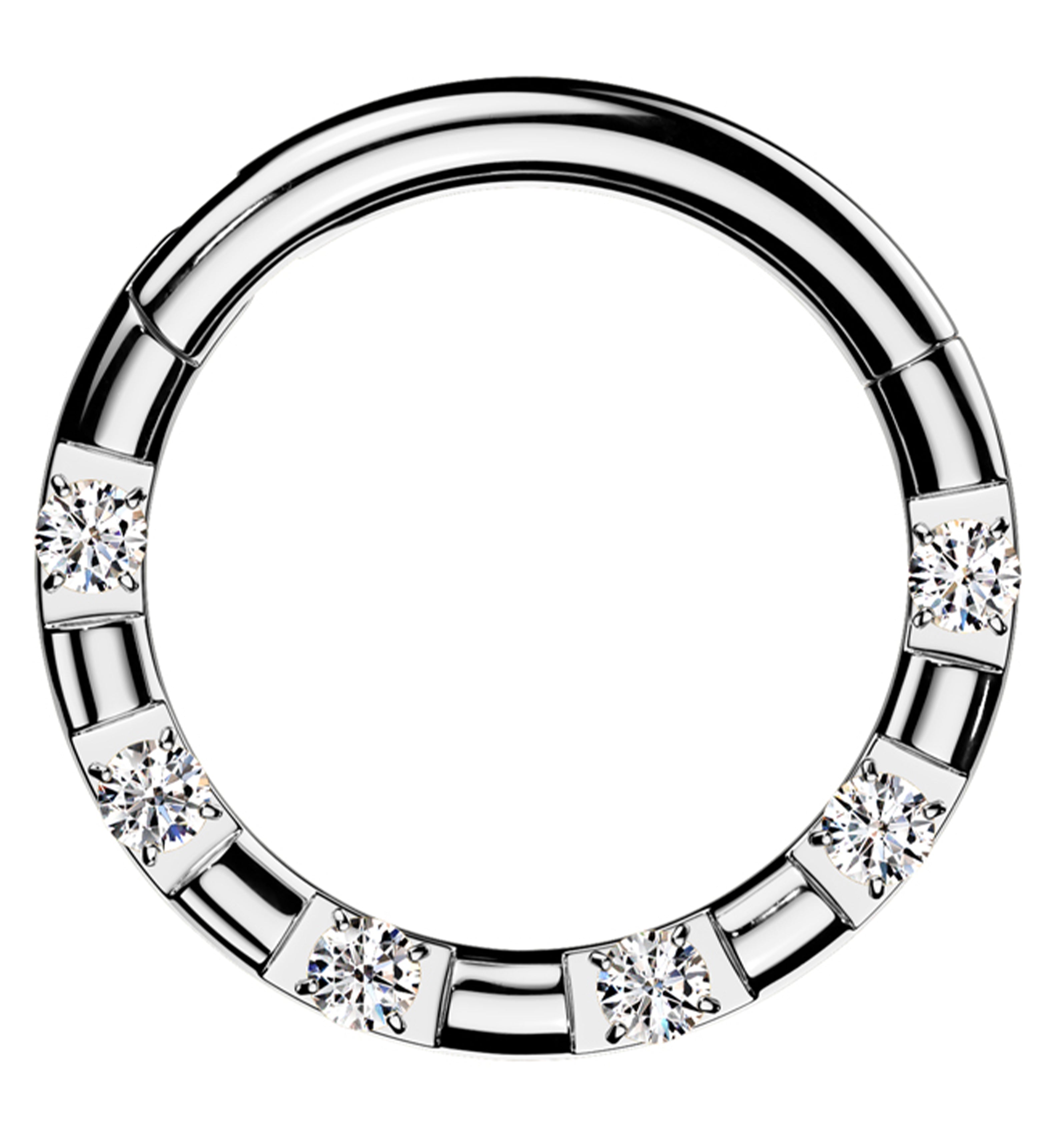 Spotted Round Clear CZ Stainless Steel Hinged Segment Ring ...