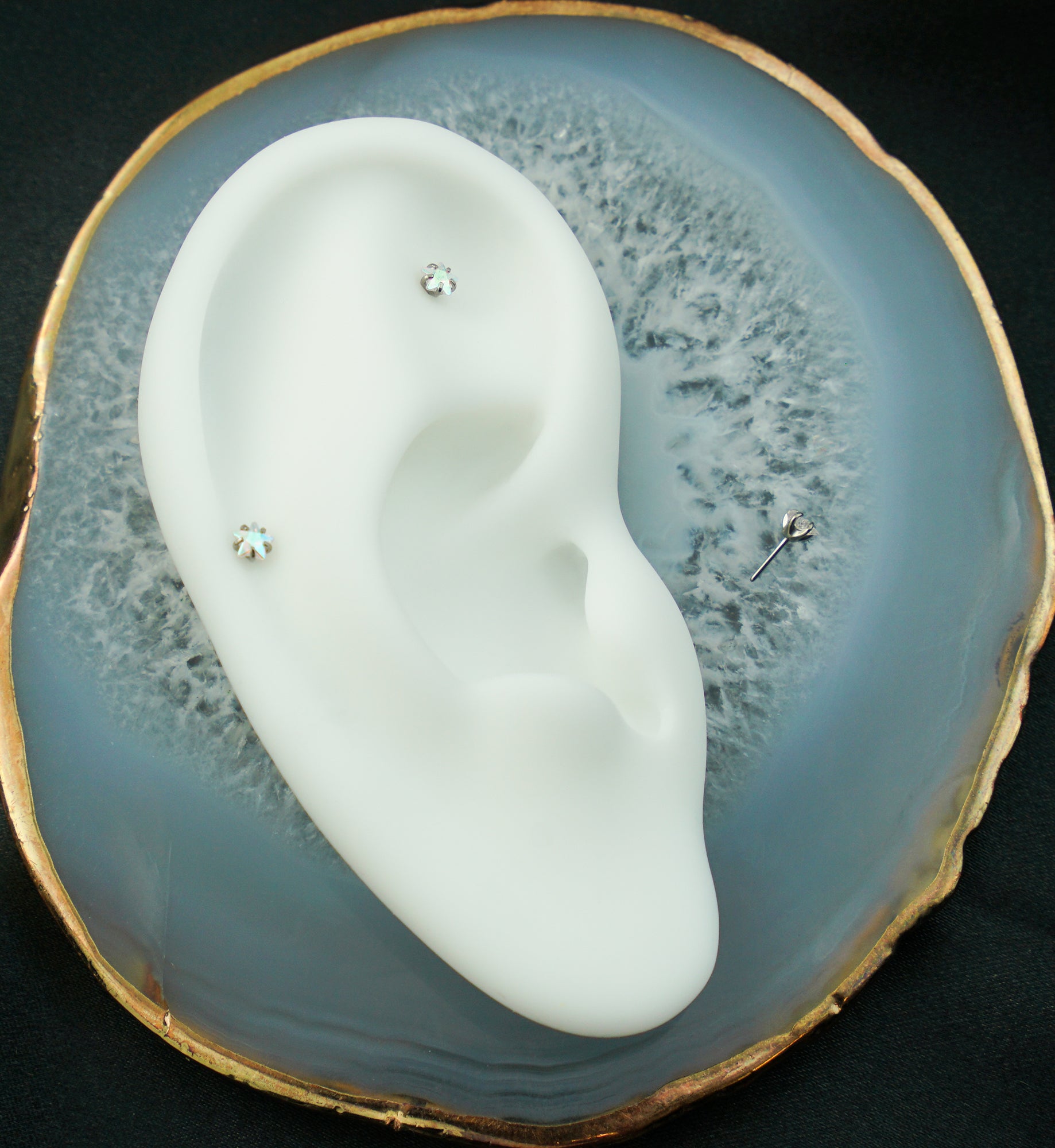 Star Rainbow Aurora CZ Titanium Threadless Top | UrbanBodyJewelry.com