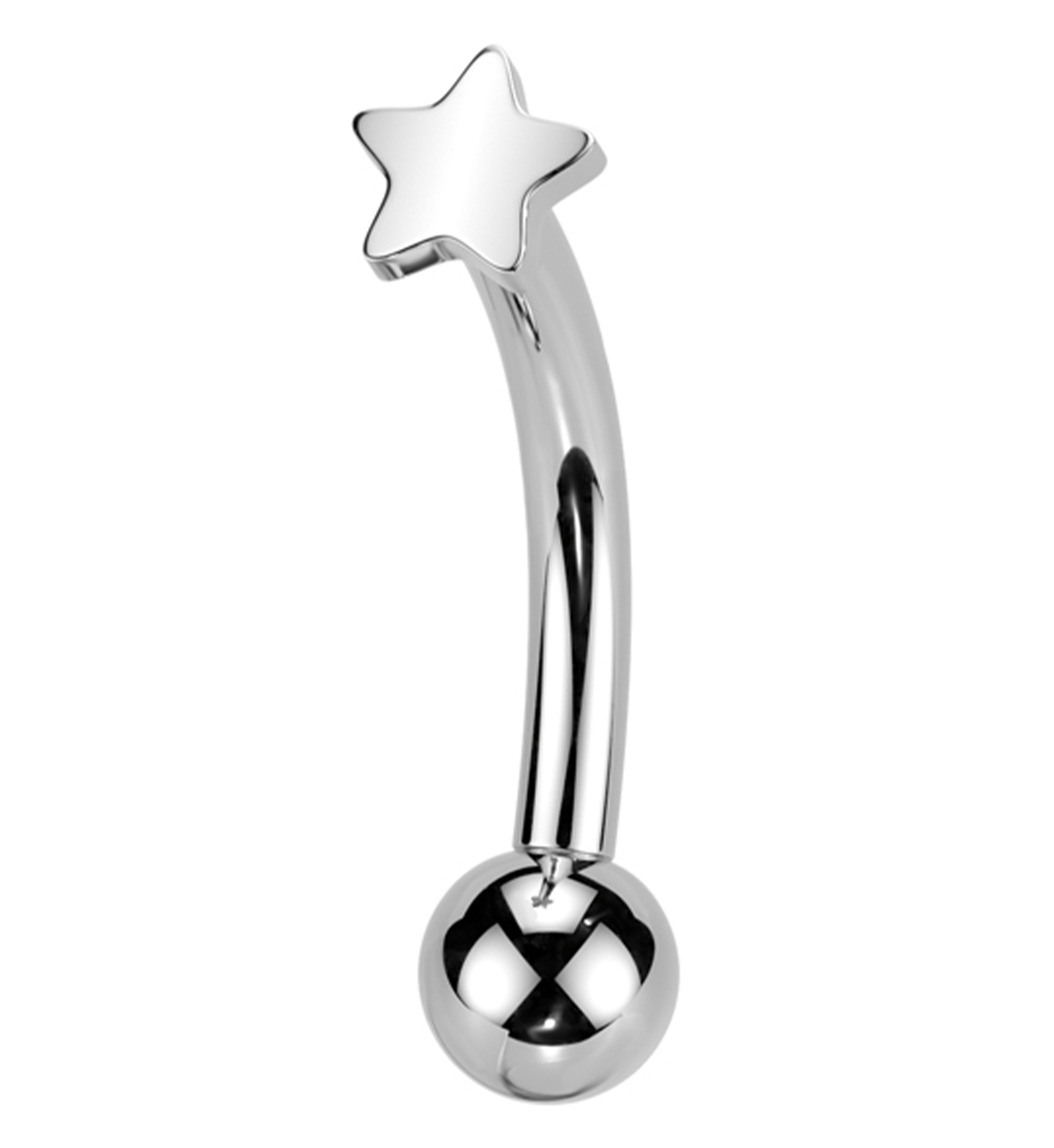 Star Titanium Threadless Curved Eyebrow Barbell | UrbanBodyJewelry.com