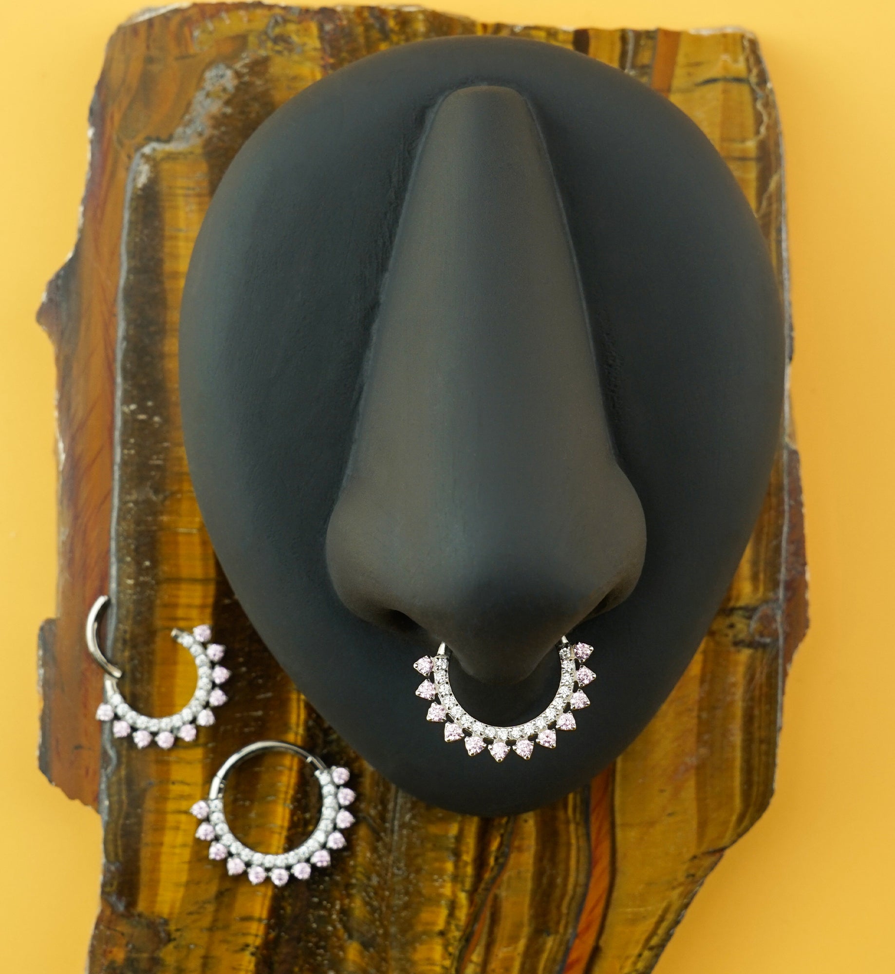 Stonepath Pink CZ Titanium Hinged Segment Ring