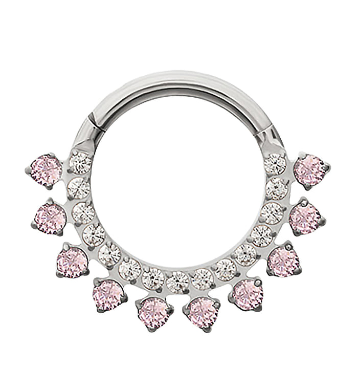 Stonepath Pink CZ Titanium Hinged Segment Ring