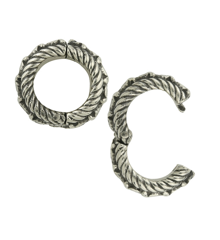 Fiber White Brass Hinged Stretched Lobe Cuffs | UrbanBodyJewelry.com