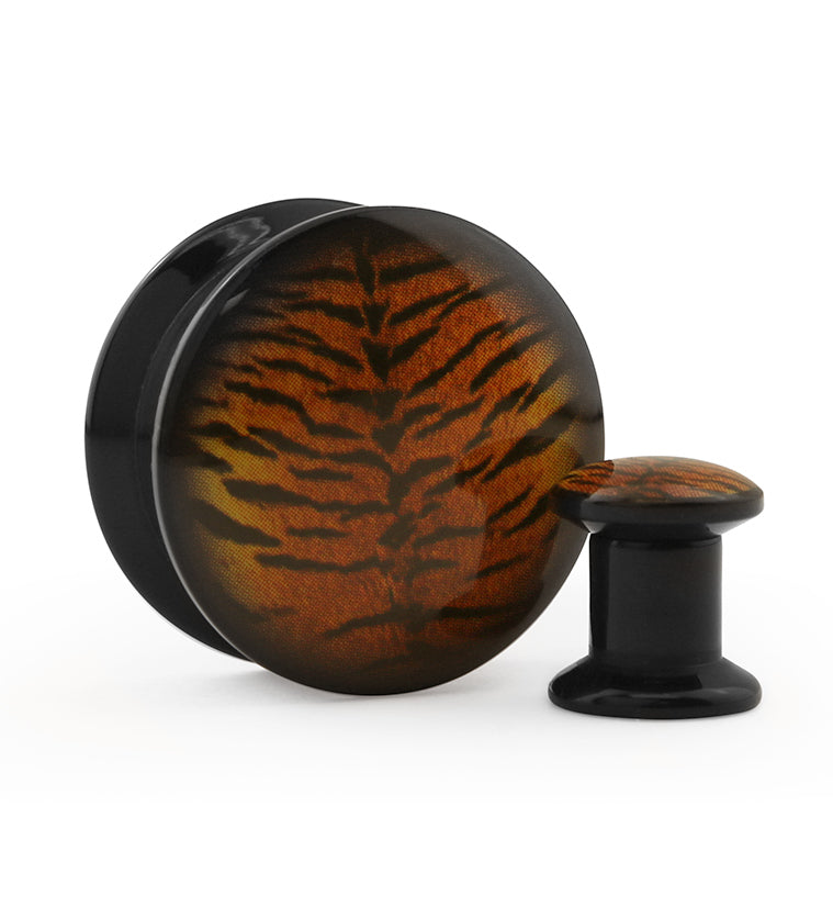 Acrylic Tiger Plugs | Single Flare Animal Print | UrbanBodyJewelry.com