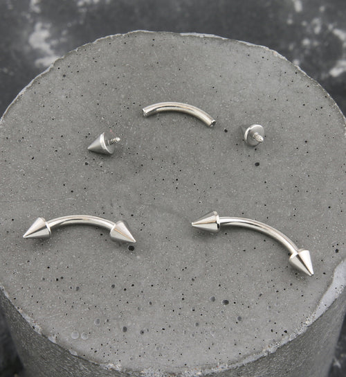 Titanium Double Spike Internally Threaded Curved Barbell