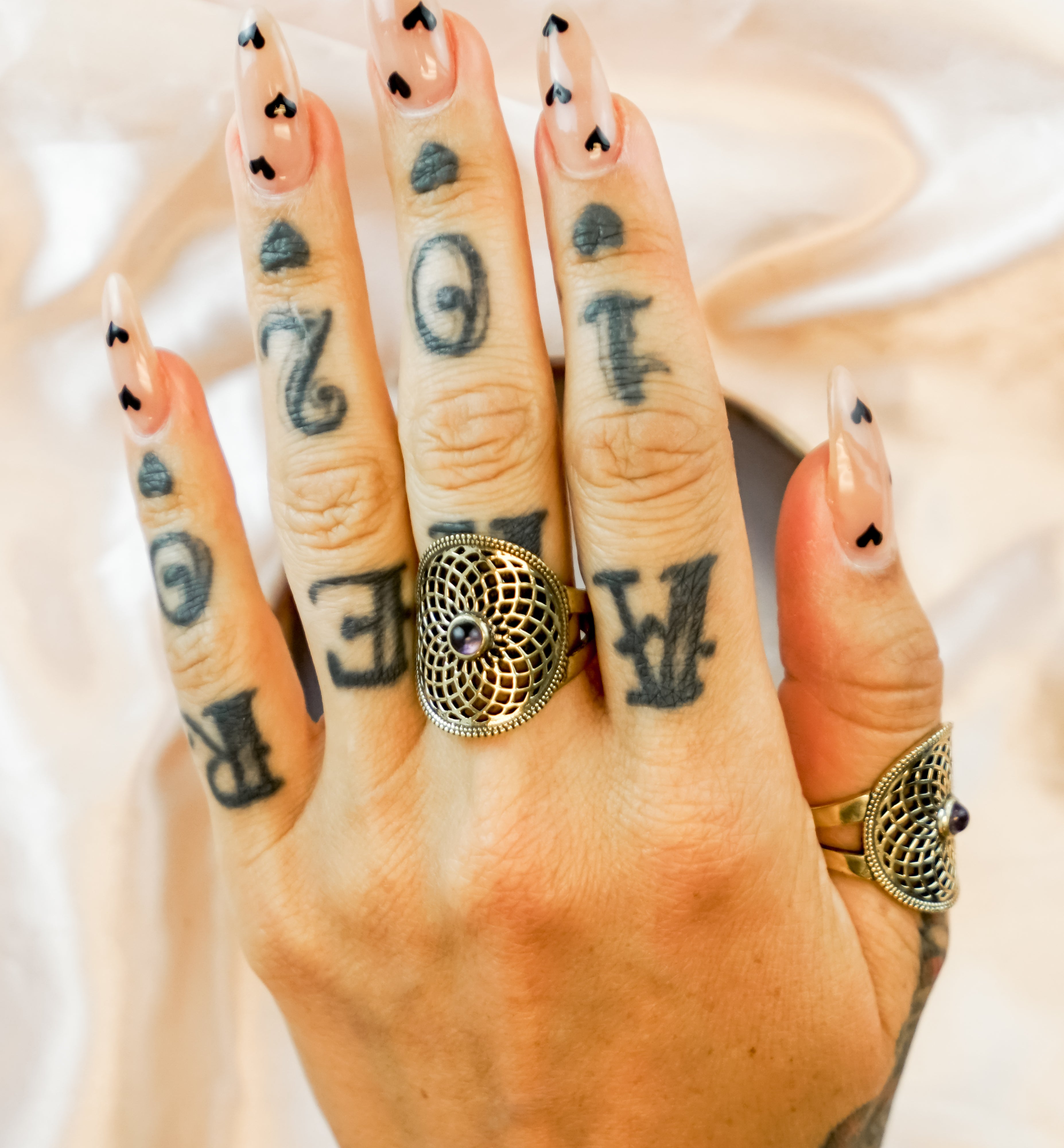 Torus Amethyst Stone Brass Ring | UrbanBodyJewelry.com