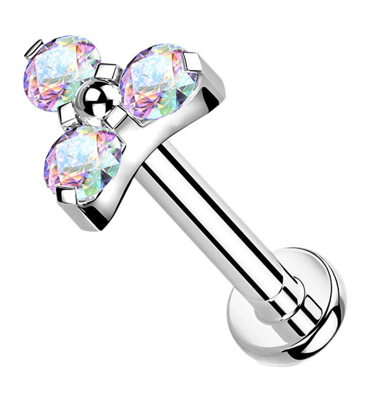 Triad Rainbow Aurora CZ Titanium Internally Threaded Labret ...