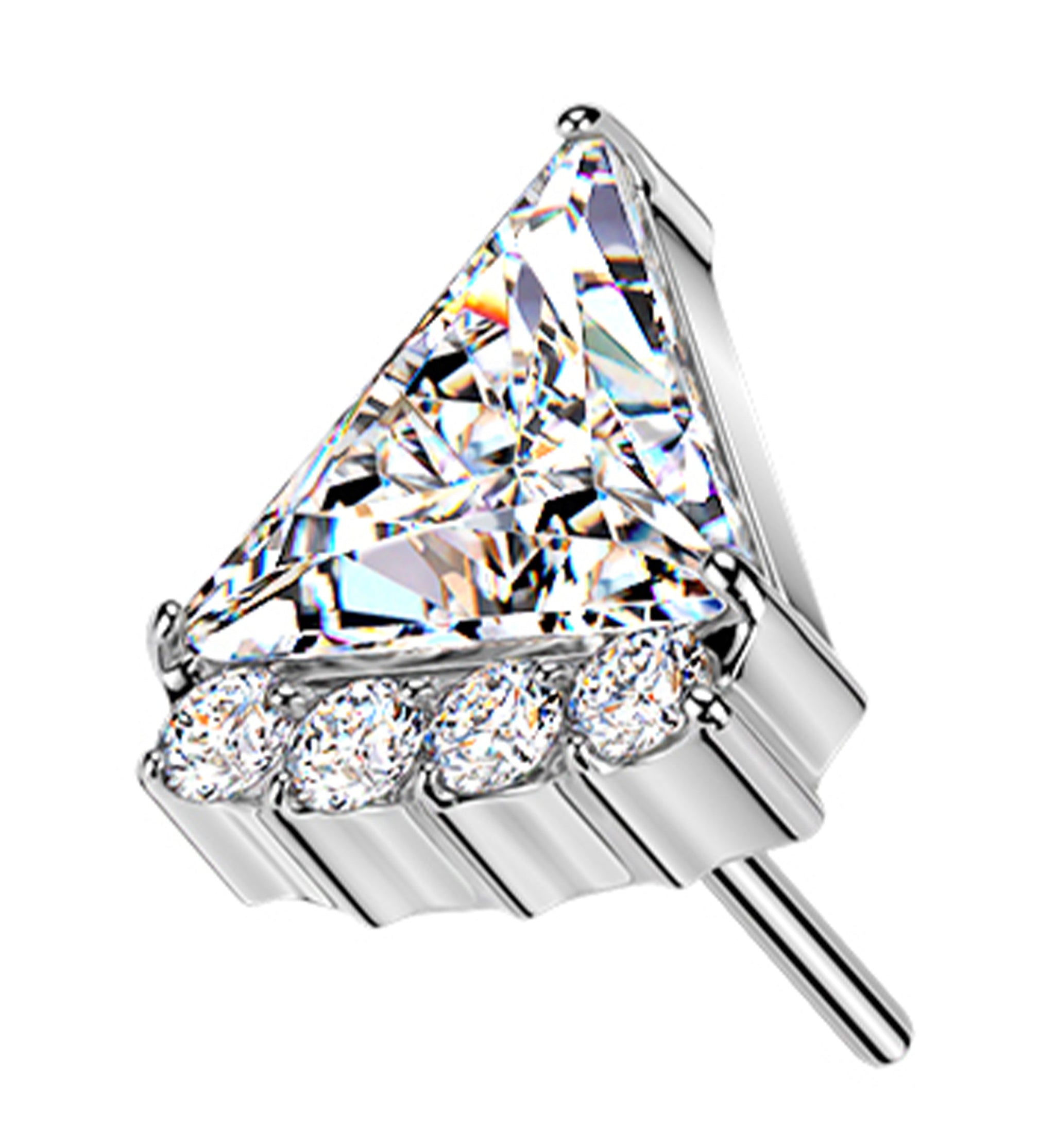 Triangle Slice Clear CZ Titanium Threadless Top