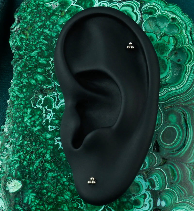 Triple Bead Titanium Threadless Labret | UrbanBodyJewelry.com