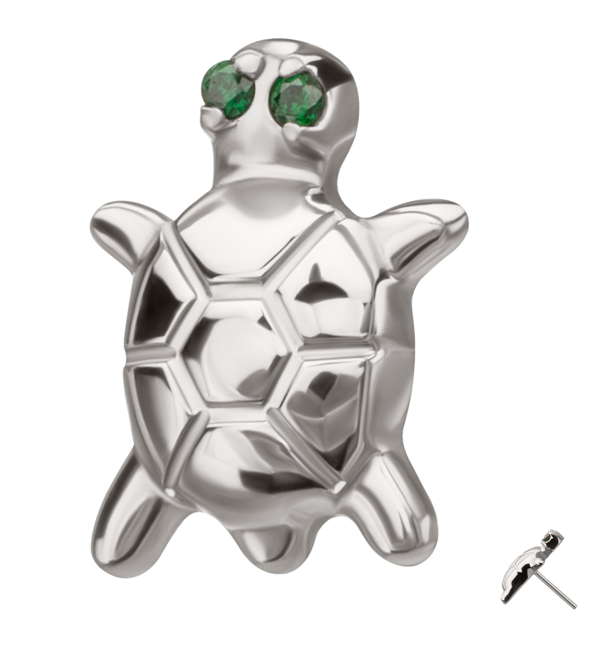 Turtle Emerald CZ Titanium Threadless Top