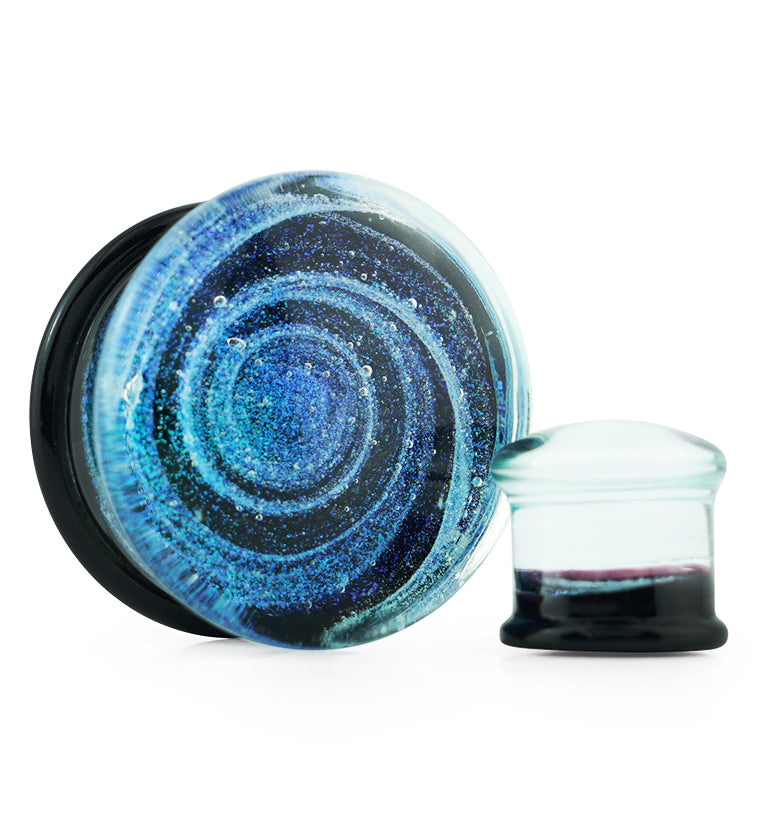 Twilight Cosmos Glass Double Flare Plugs (2G - 1")