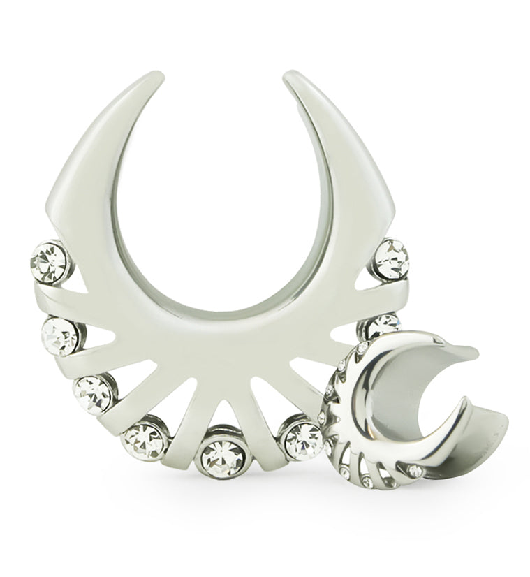 Vane Clear CZ Stainless Steel Saddles | UrbanBodyJewelry.com