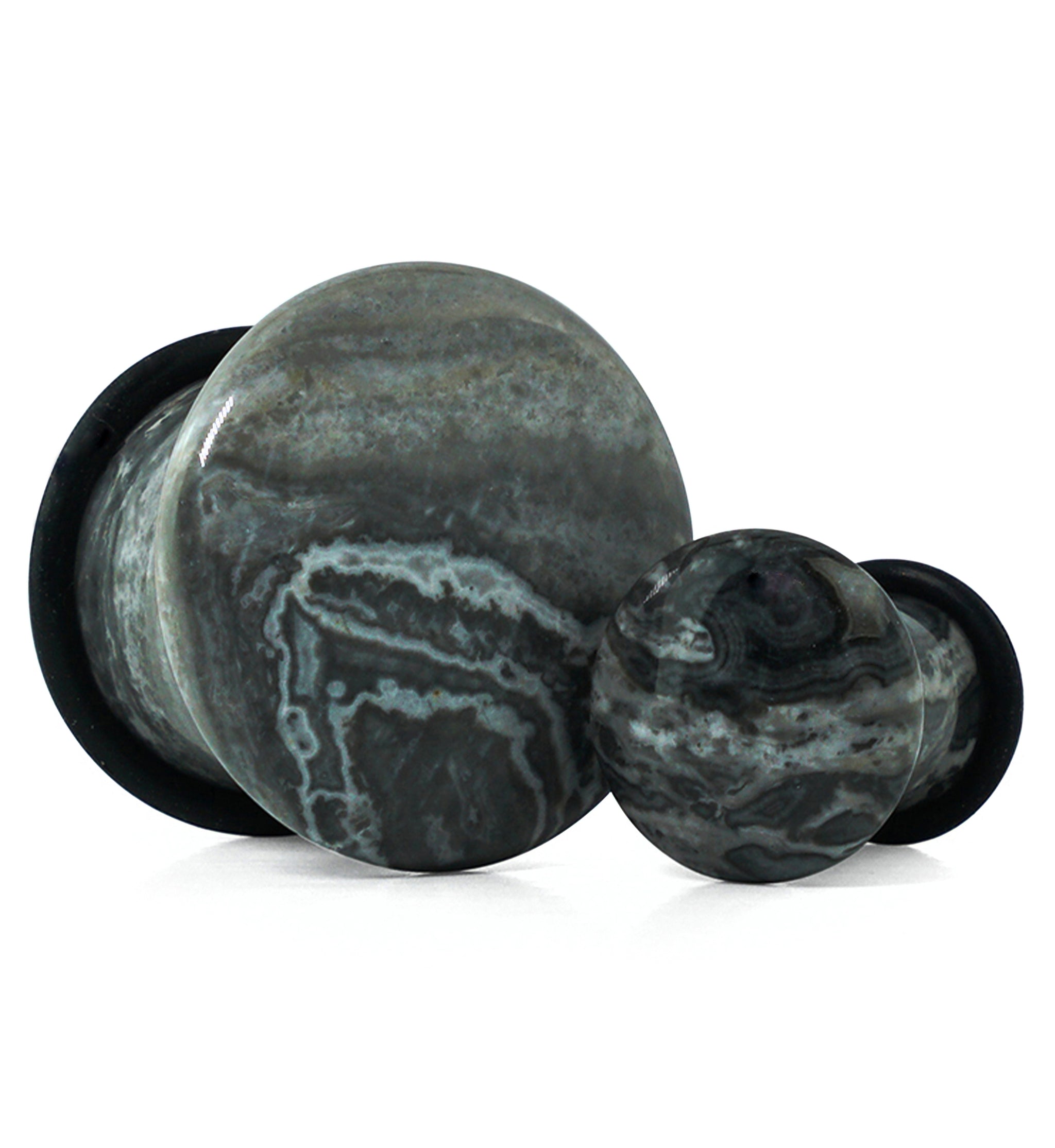 Wave Jasper Stone Single Flare Plugs (8G - 5/8")