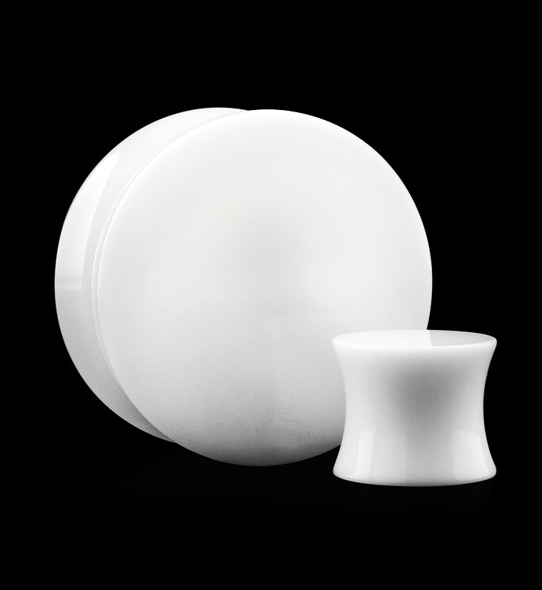 Basic White Plugs | 8 Gauge - 1 Inch | UrbanBodyJewelry.com