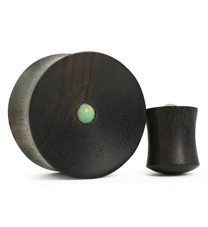 Areng Wood Plugs with Green Turquoise Inlay (00 Gauge - 1 Inch ...