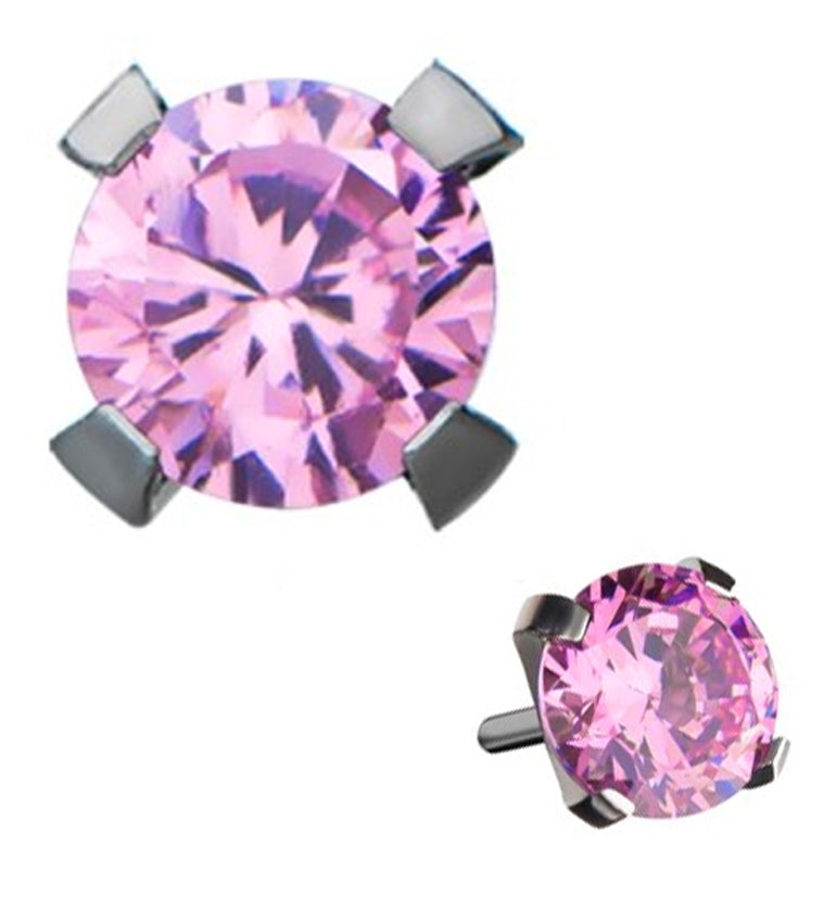 Titanium Threadless Pink CZ Prong Set Top | UrbanBodyJewelry.com