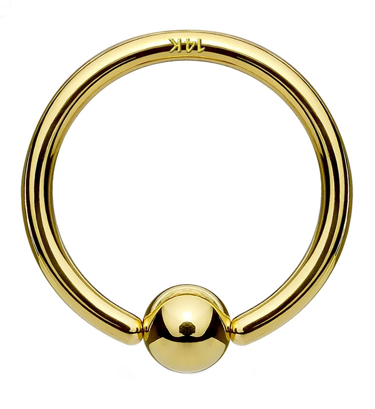 14kt Gold Fixed Ball Captive Bead Ring | UrbanBodyJewelry.com