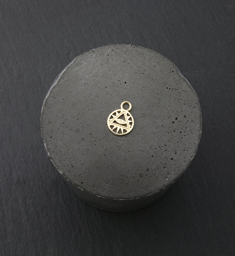 14kt Gold Illuminati Eye Charm | UrbanBodyJewelry.com