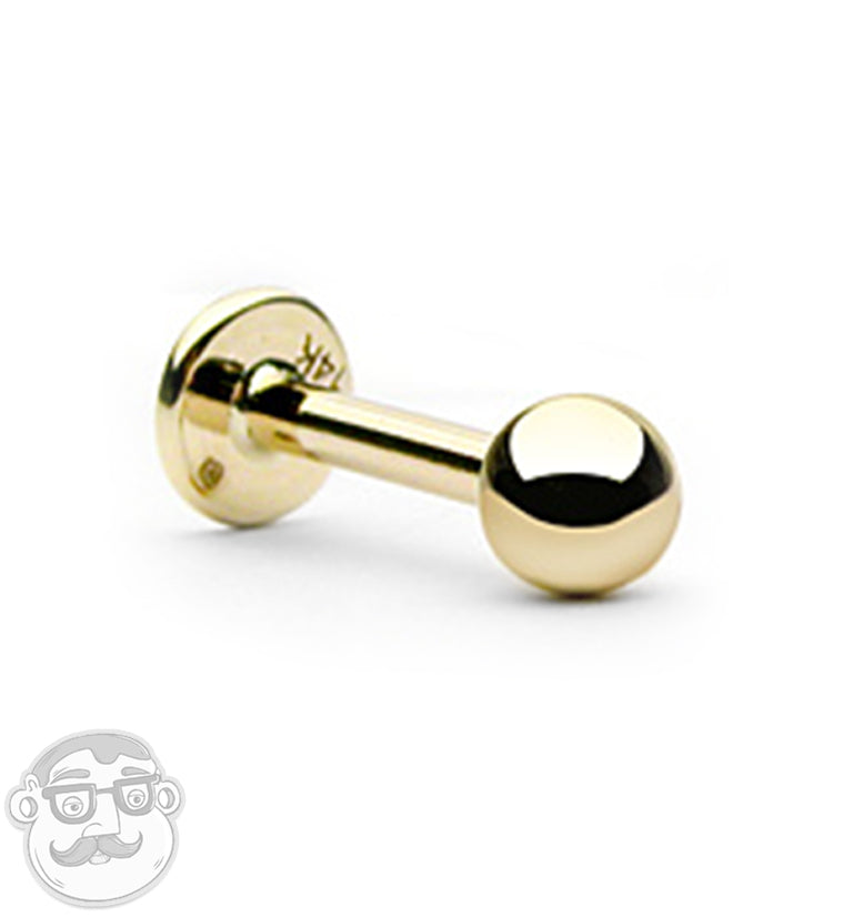 14kt Gold Flat Back Labret Post | UrbanBodyJewelry.com