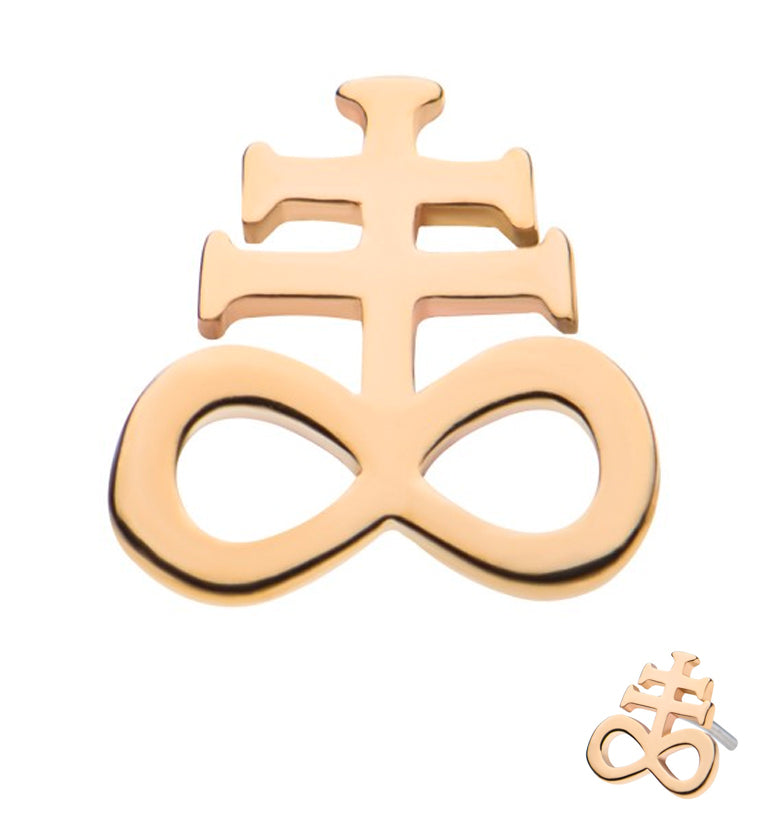 14kt Gold Leviathan Cross Threadless Top | UrbanBodyJewelry.com