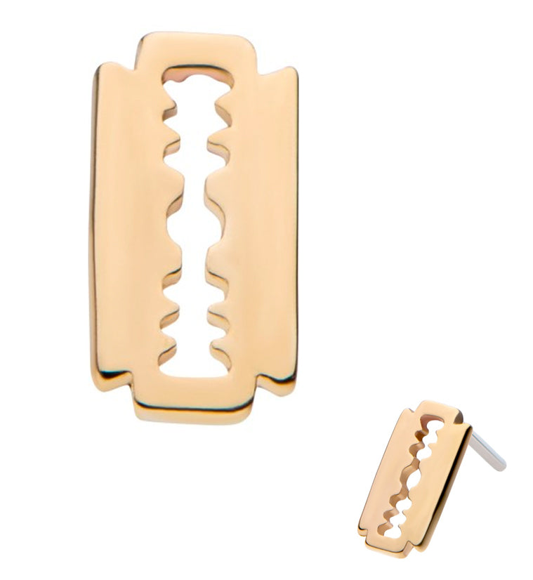 14kt Gold Razor Blade Threadless Top | UrbanBodyJewelry.com