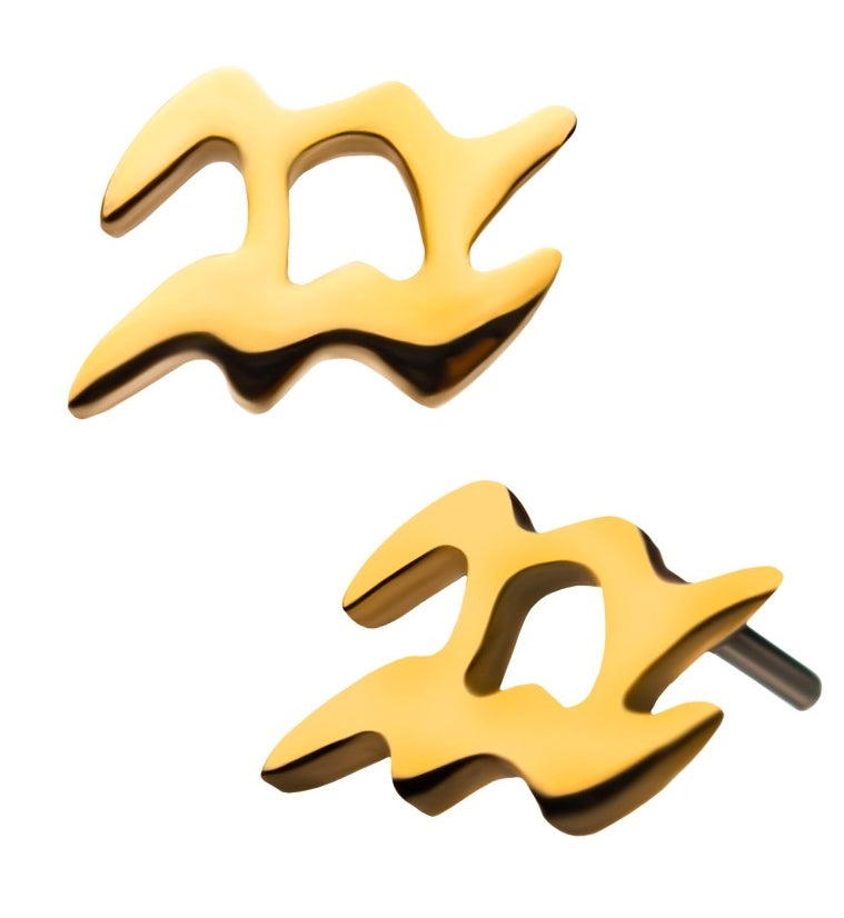 14kt Gold Aquarius Zodiac Sign Threadless Top | UrbanBodyJewelry.com