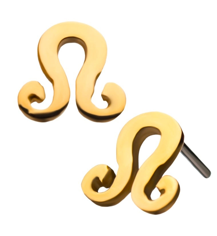 14kt Gold Leo Zodiac Sign Threadless Top | UrbanBodyJewelry.com