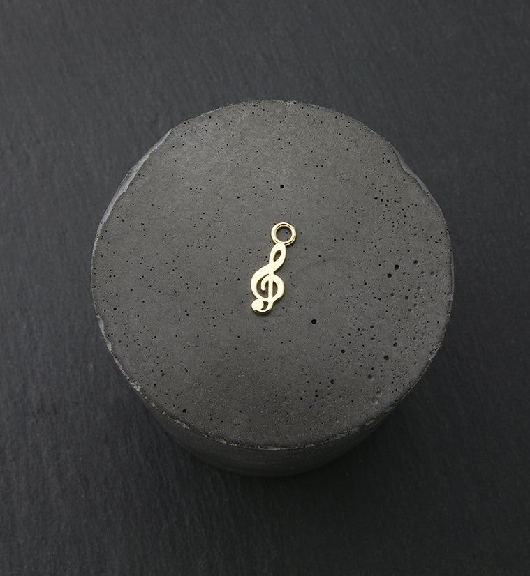 14kt Gold Treble Clef Charm | UrbanBodyJewelry.com