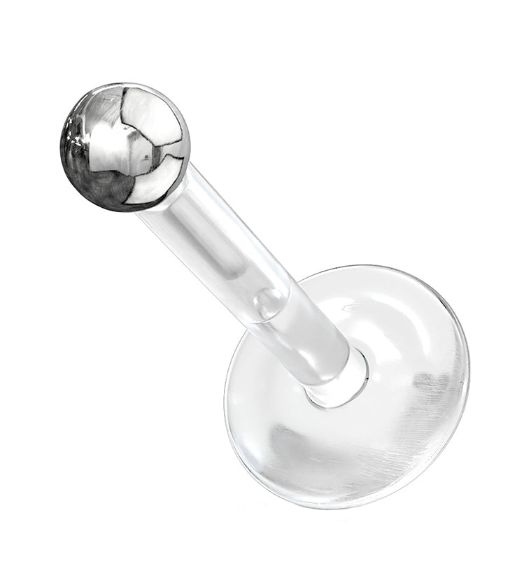 14kt White Gold Ball Top Bioflex Flat Back Labret | UrbanBodyJewelry.com