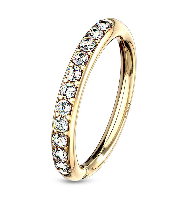 14kt Gold CZ Edge Seamless Hoop Ring | UrbanBodyJewelry.com