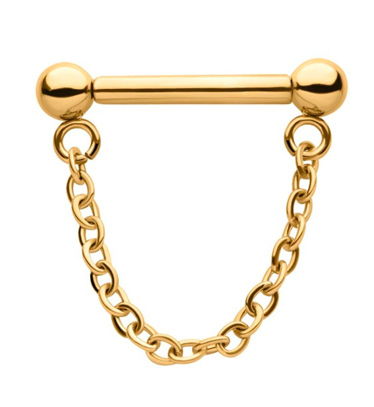24kt Gold PVD Dangle Chain Threadless Barbell | UrbanBodyJewelry.com