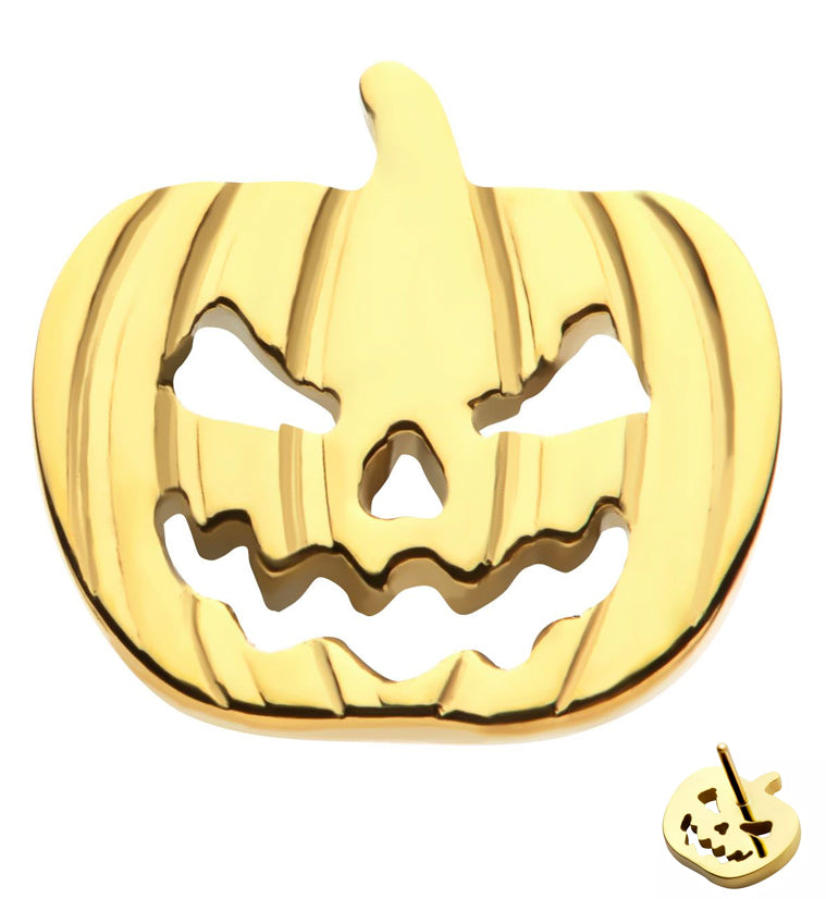 24kt Gold PVD Stingy Jack Pumpkin Threadless Titanium Top ...