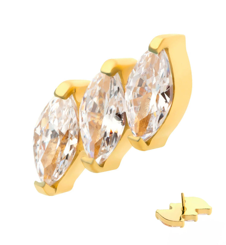 24kt Gold Slant CZ Threadless Titanium Top | UrbanBodyJewelry.com