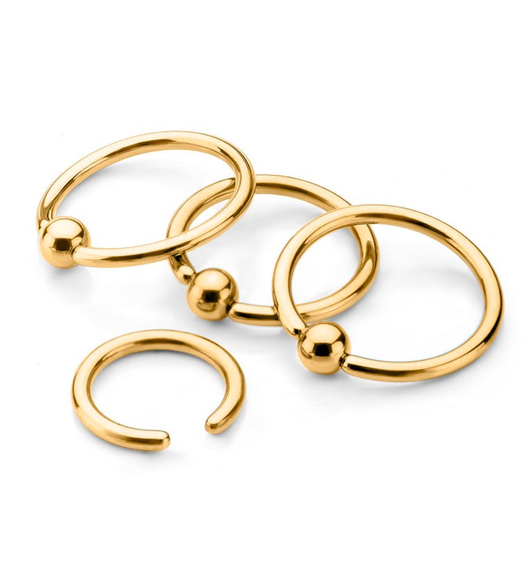 24kt Gold PVD Titanium Captive Ring (20G, 18G, 16G, 14G ...