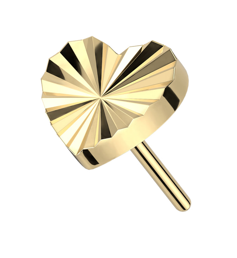 Gold PVD Retro Heart Threadless Titanium Top | UrbanBodyJewelry.com