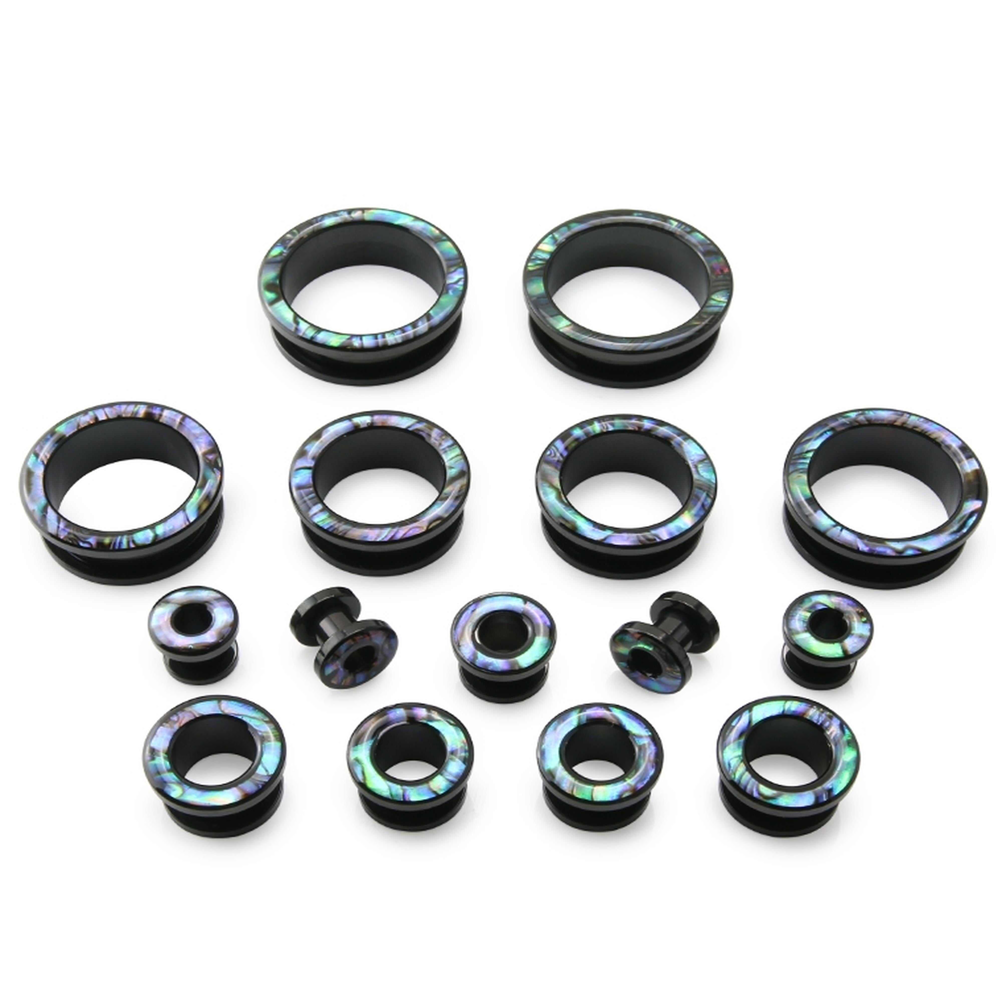Stainless Steel Black Abalone Rim Tunnels (2G - 1 inch ...