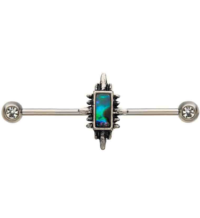 Abalone Edge Industrial Barbell | UrbanBodyJewelry.com