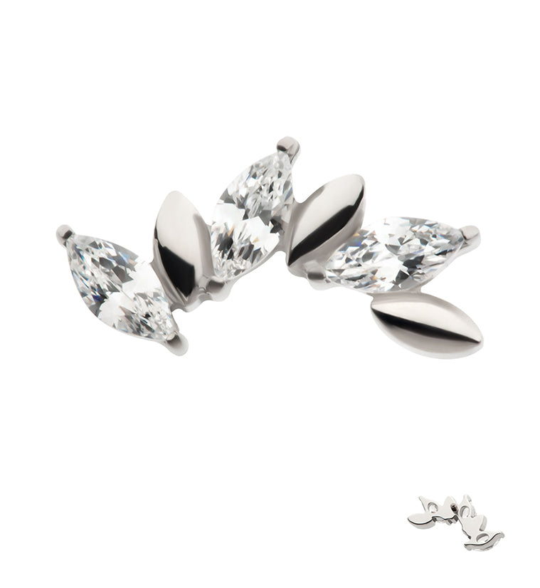 Alternating Cascade Clear CZ Internally Threaded Titanium Top ...