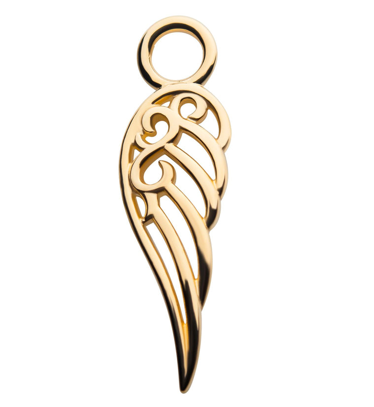 14kt Gold Angel Wing Charm | UrbanBodyJewelry.com