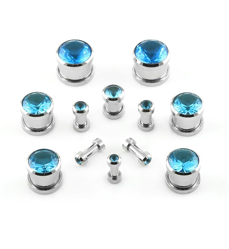 Teal CZ Diamond Steel Plugs (8 Gauge - 00 Gauge)| UrbanBodyJewelry.com ...