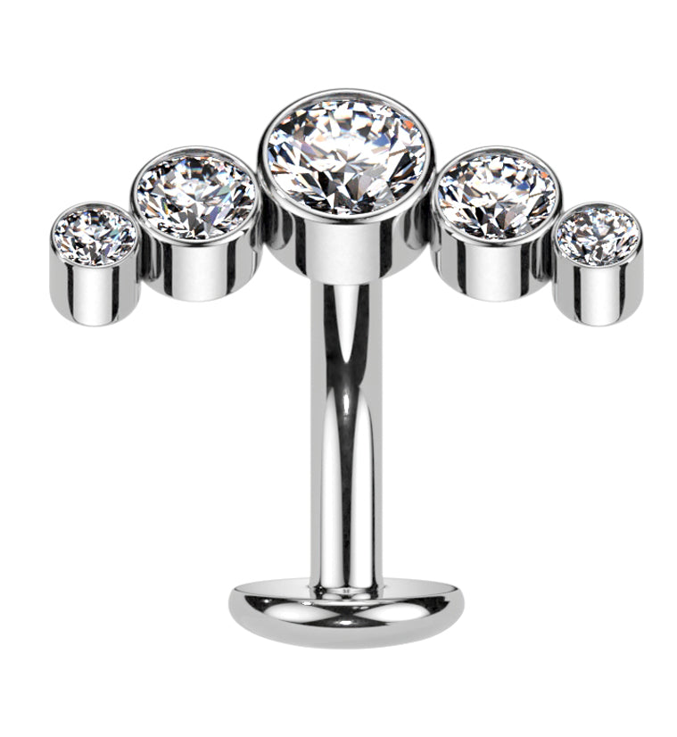 Arch Clear CZ Titanium Threadless Floating Belly Button Ring (Convex D ...