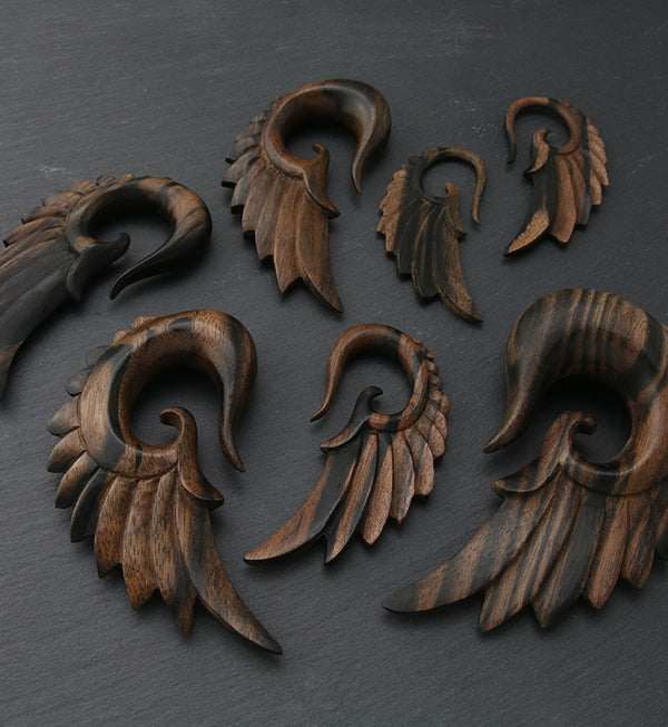 Areng Wood Angel Wing Spiral Plugs (12G - 3/4")